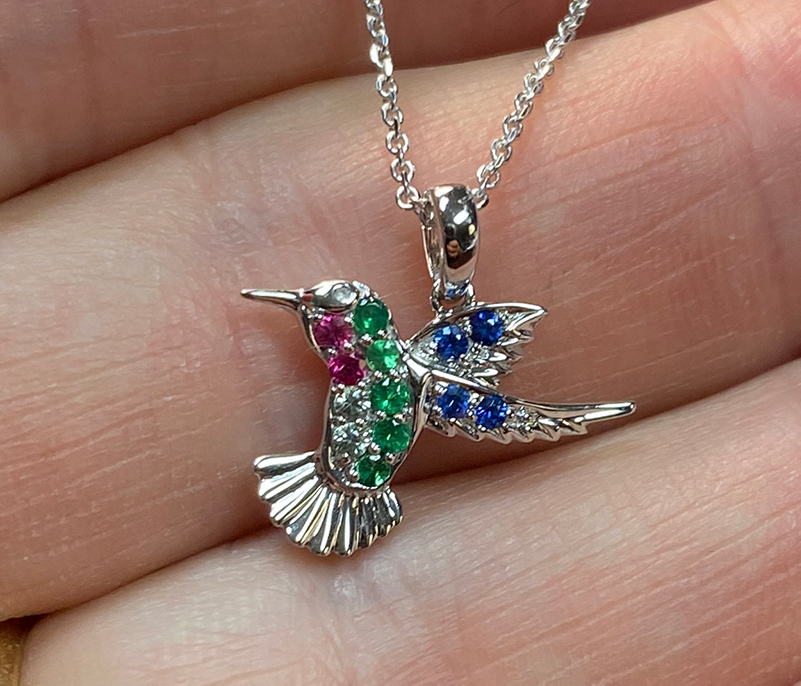 Ruby-Throated Hummingbird...Really, They're Real Rubies Necklace ...