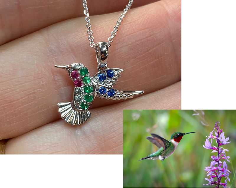 Ruby-Throated Hummingbird...Really, They're Real Rubies Necklace ...